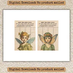 Pixie Library Card Printable Vintage Pixie Theme Scrapbook Papers Pixie Junk Journal Ephemera ...