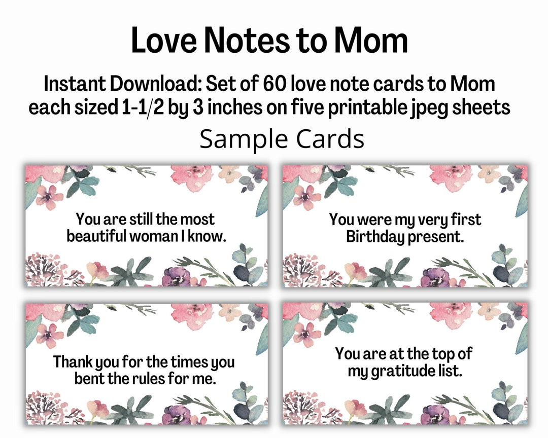 Love Notes to Mom Printable Gift, Affordable Mother's Day Gift Digital ...