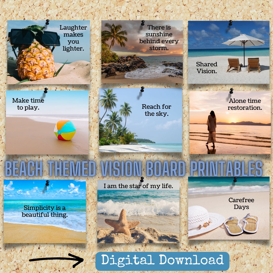 Beach Themed Vision Board Digital Download Set 1 - Etsy