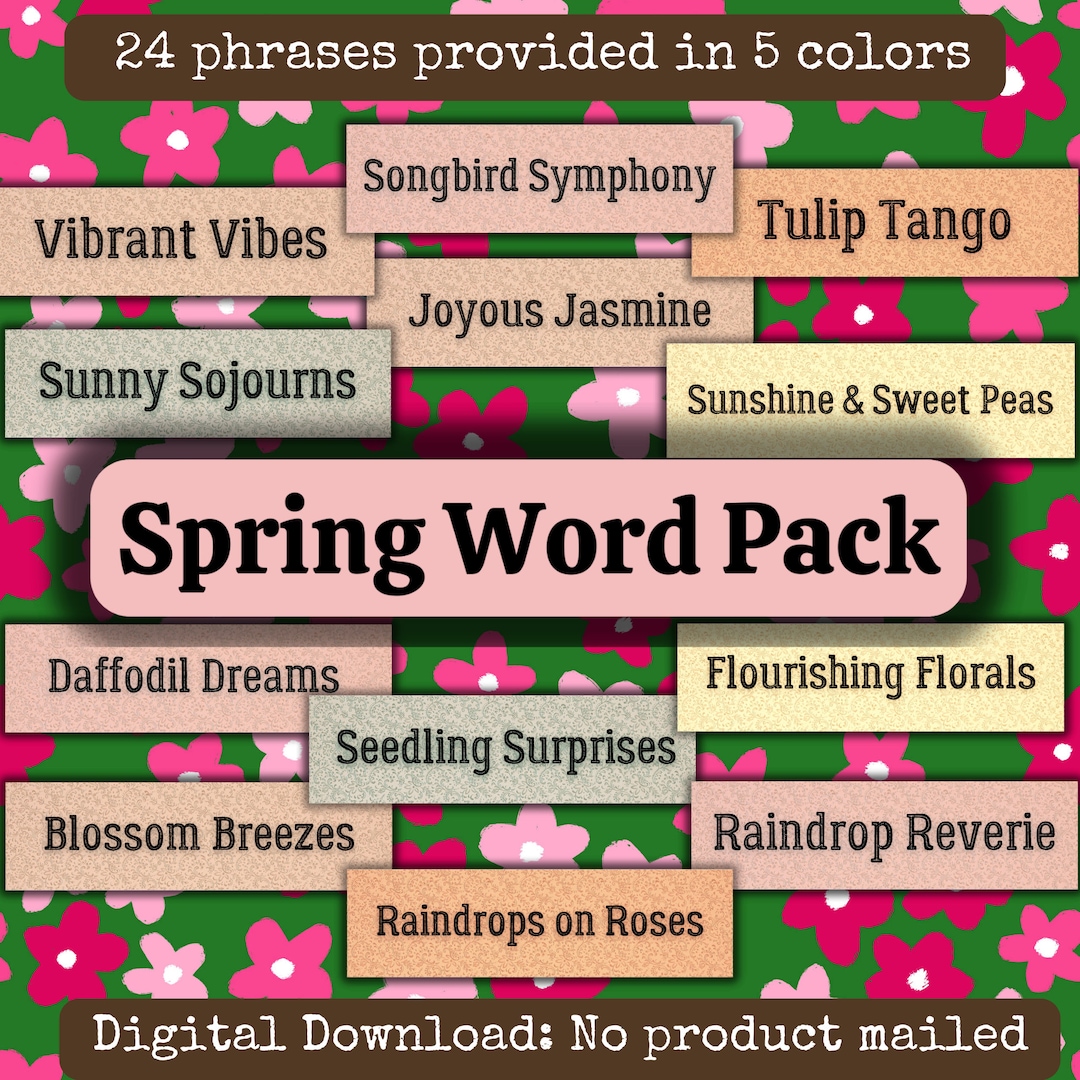 Spring Word Pack Printable Phrases 24 Piece Set 1, Garden ...