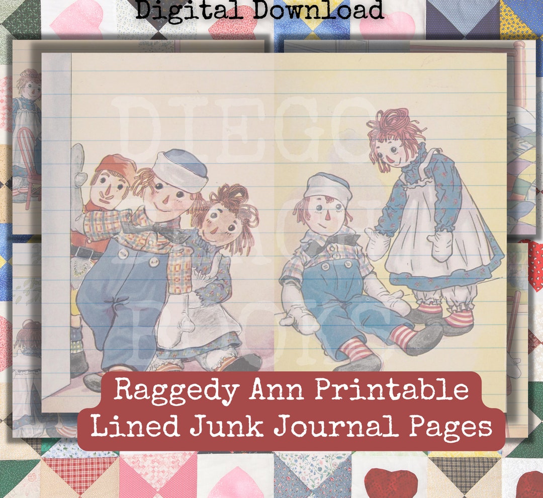 Raggedy Ann and Andy Junk Journal Pages Vintage Printable Set - Etsy
