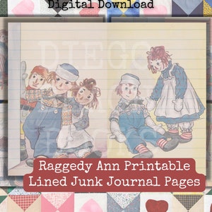 Raggedy Ann and Andy Junk Journal Pages Vintage Printable Set - Etsy