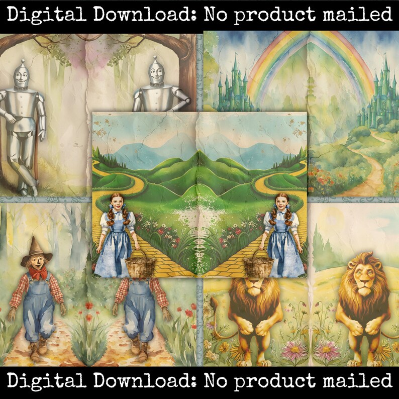 Wizard of Oz Printable Junk Journal Kit Scrapbook Page Collage Sheets ...