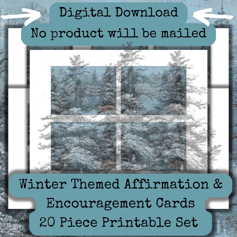 20 Piece Winter Themed Affirmation Cards Digital Download - Etsy