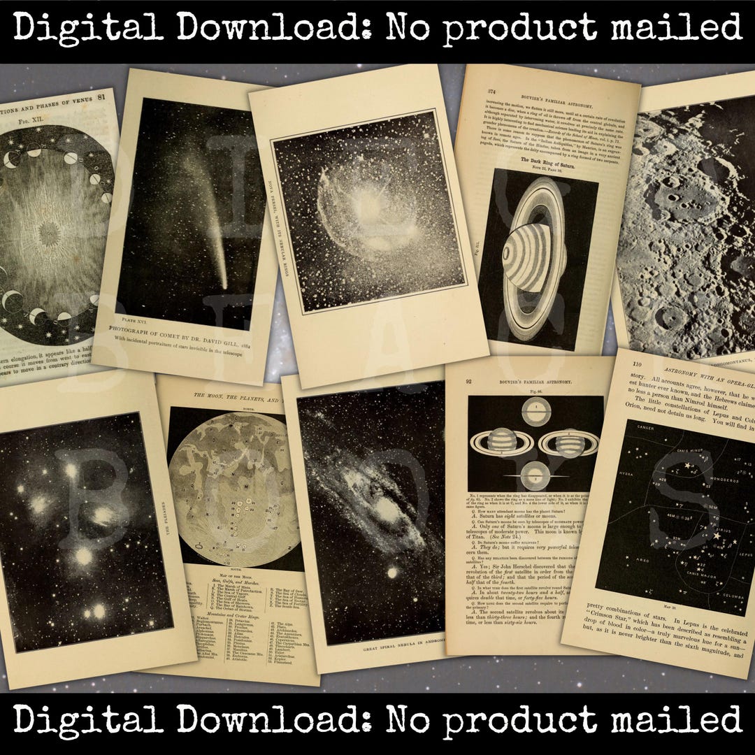 Space Astronomy Book Pages Vintage Space Ephemera Galaxy Scrapbook ...