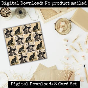Witches and Black Cats Junk Journal Cards Black Cat Printable Card Gift ...