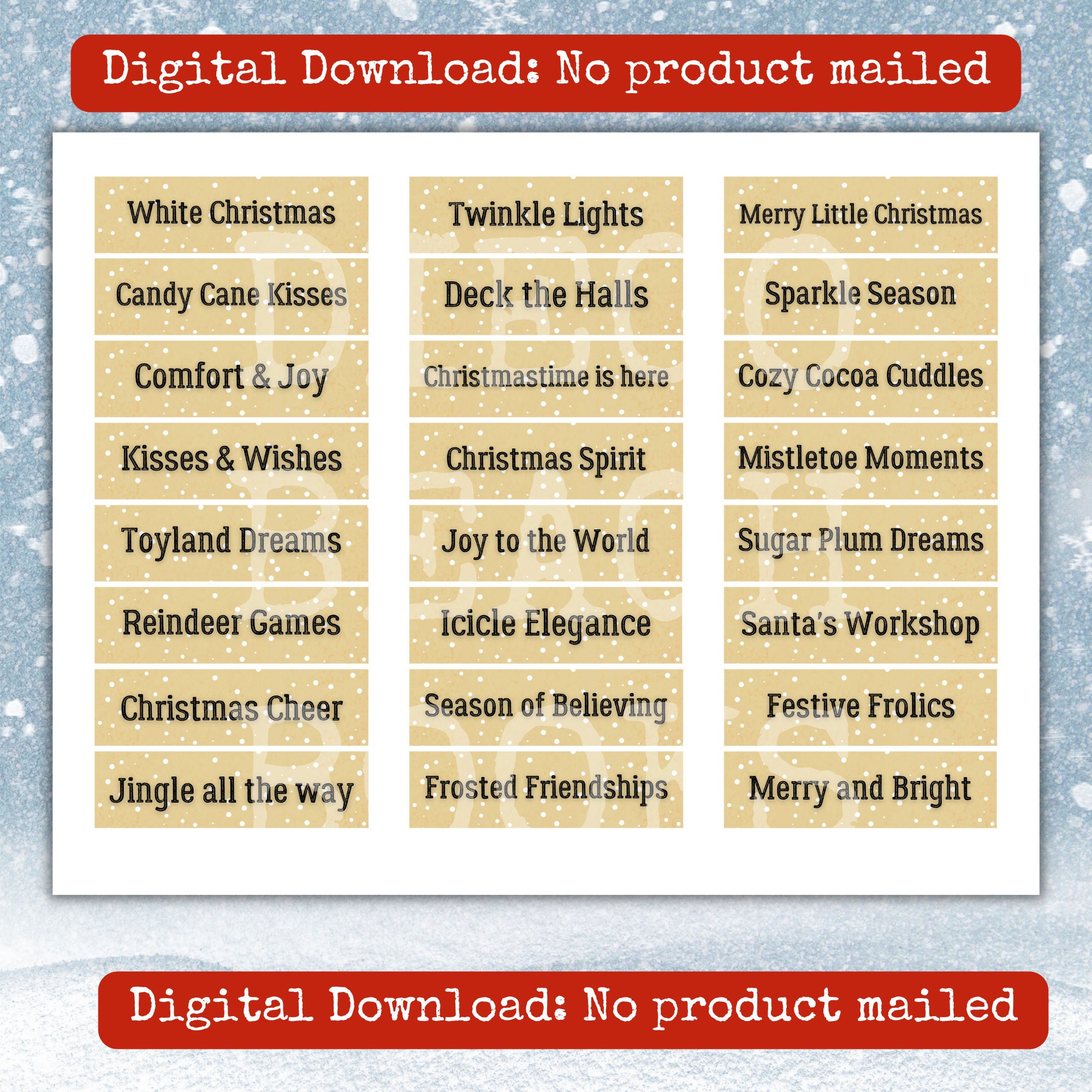 Printable Christmas Phrases 24 Piece Set 1 in Five Colors Word ...