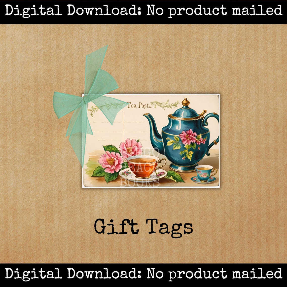 Tea Party Postcards Printable Scrapbook Cards Junk Journal Ephemera ...