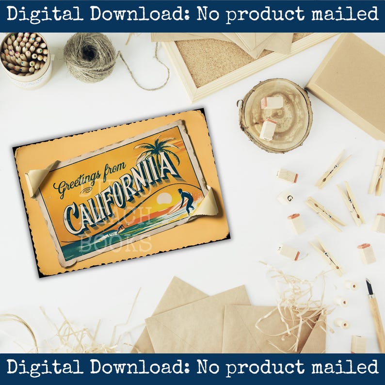 Greetings From California Postcards Printable Retro Inspired Vintage ...