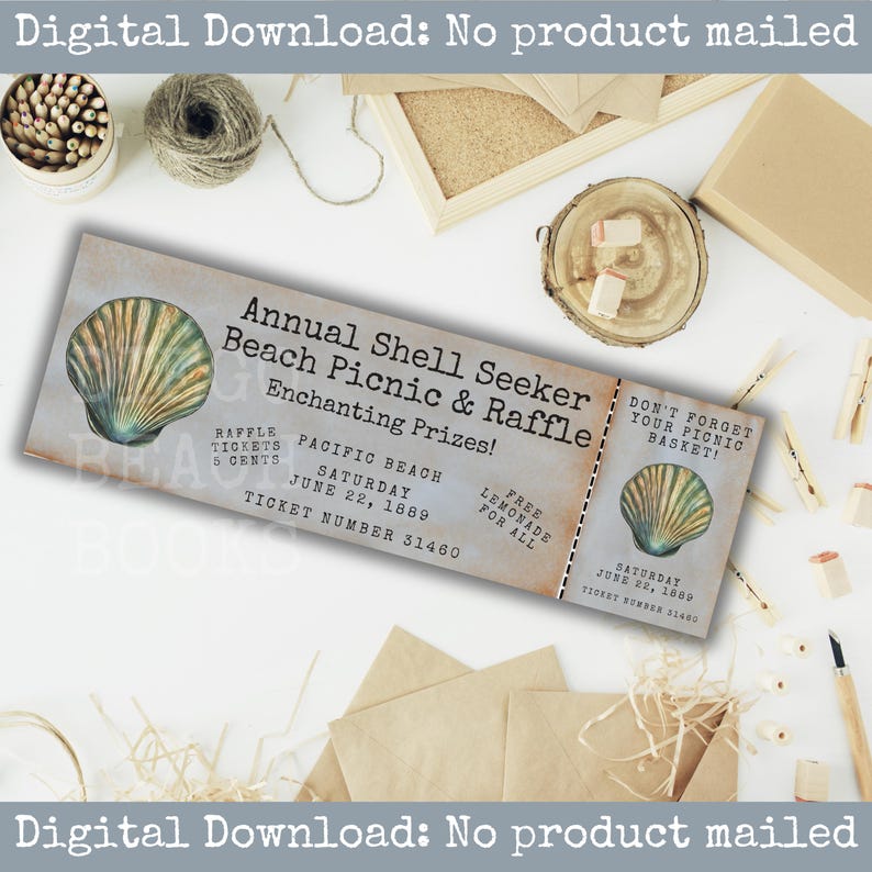 Printable Nautical Junk Journal Cards Raffle Ticket Ephemera Ocean ...