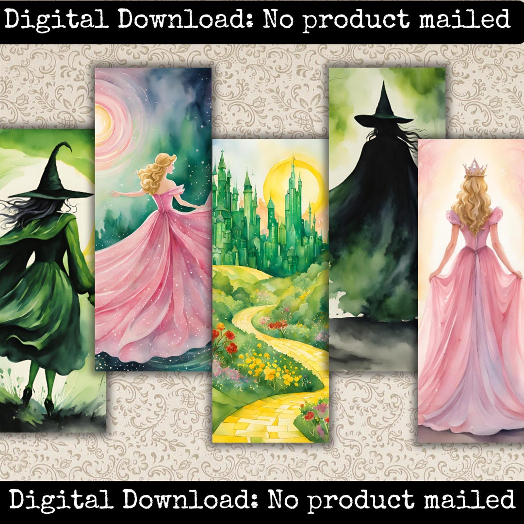Wicked Bookmark Printable Set Ephemera Gift Tags Party Supplies ...