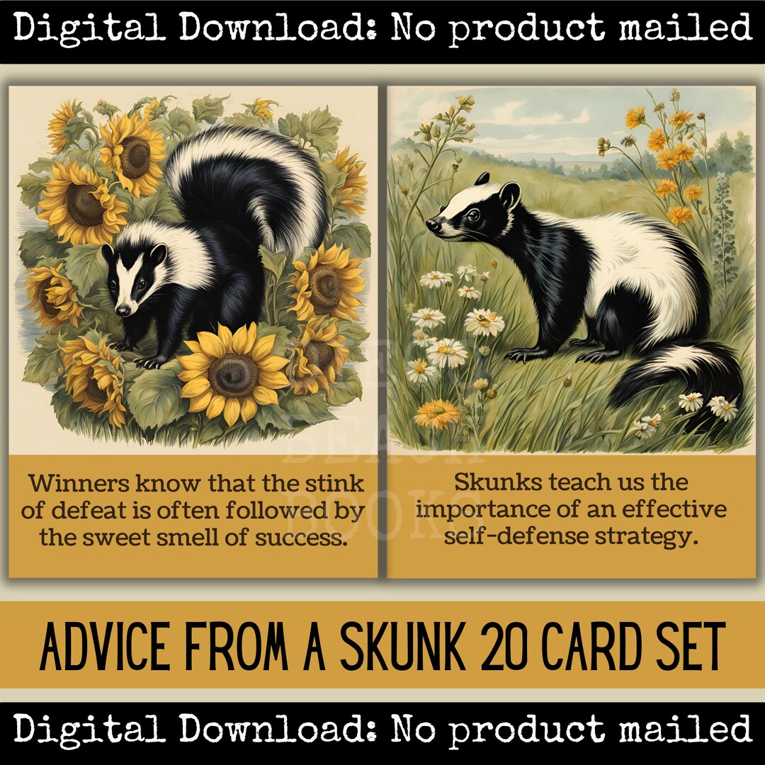 Advice From a Skunk Printable Cards Vintage Theme Skunk Ephemera Skunk ...