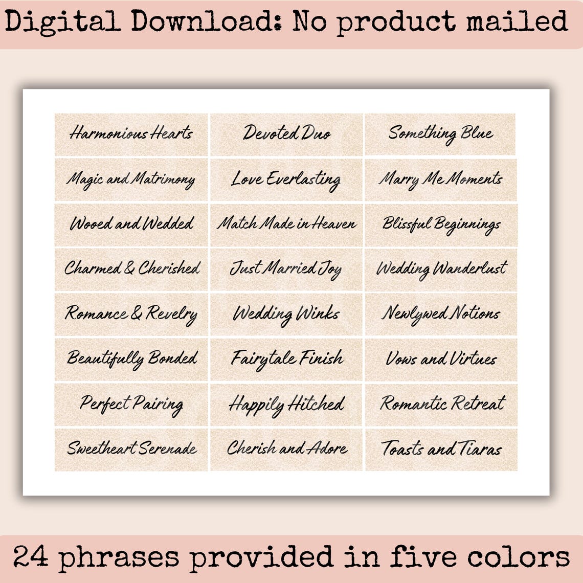 Wedding Word Pack Printable Word Embellishments for Wedding Planning ...