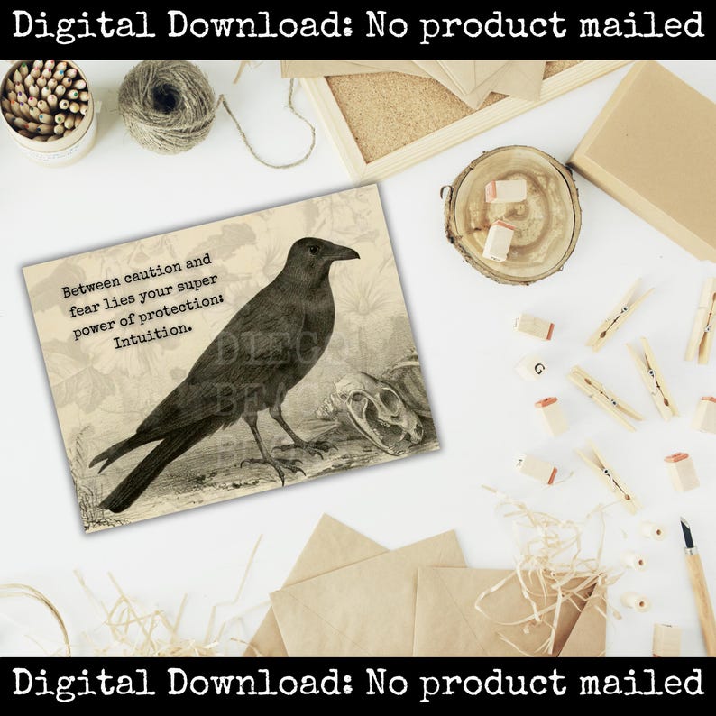 Life Advice From a Crow Printable Scrapbook Cards Gothic Junk Journal ...
