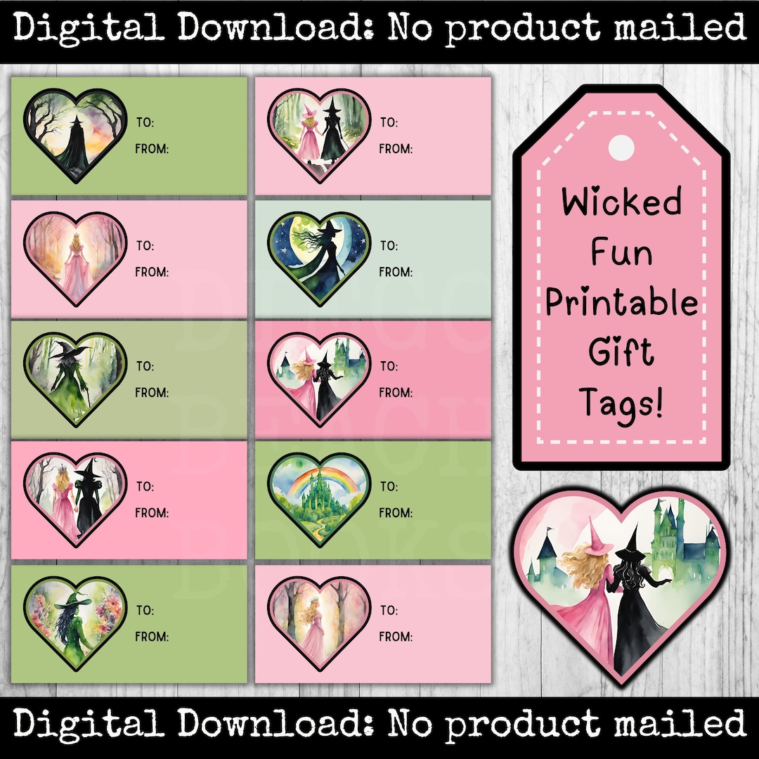 Wicked Gift Tags Printable Wicked Birthday Tags Party Favors Supplies ...
