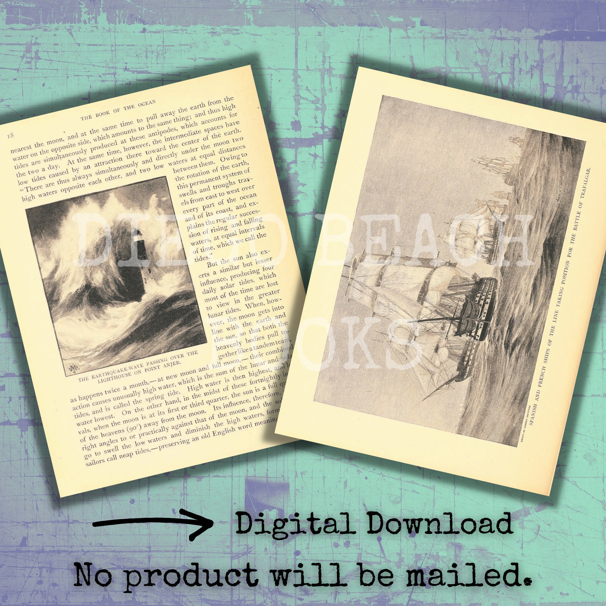 Vintage Ocean Book Pages 10 Piece Digital Download Set Vintage Nautical ...