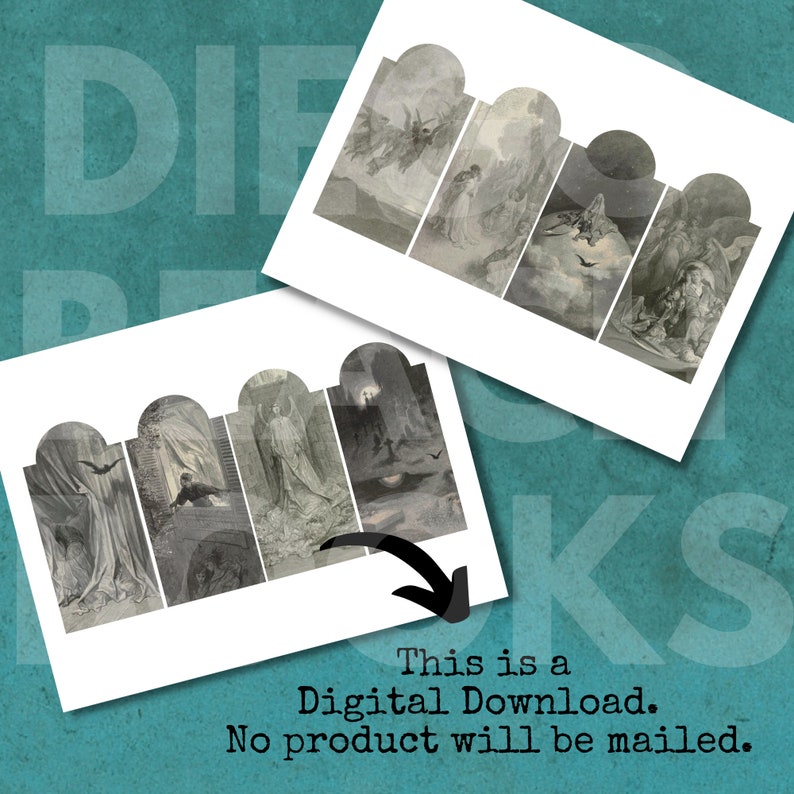 Vintage Goth Grunge 8 Piece Journaling Tag Bookmark Digital - Etsy