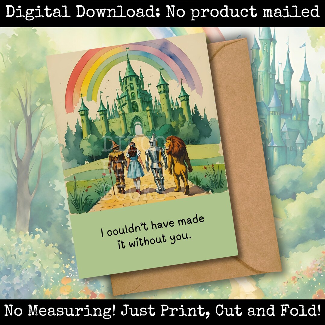 Wizard of Oz Thank You Card Printable Appreciation Card - Etsy Canada