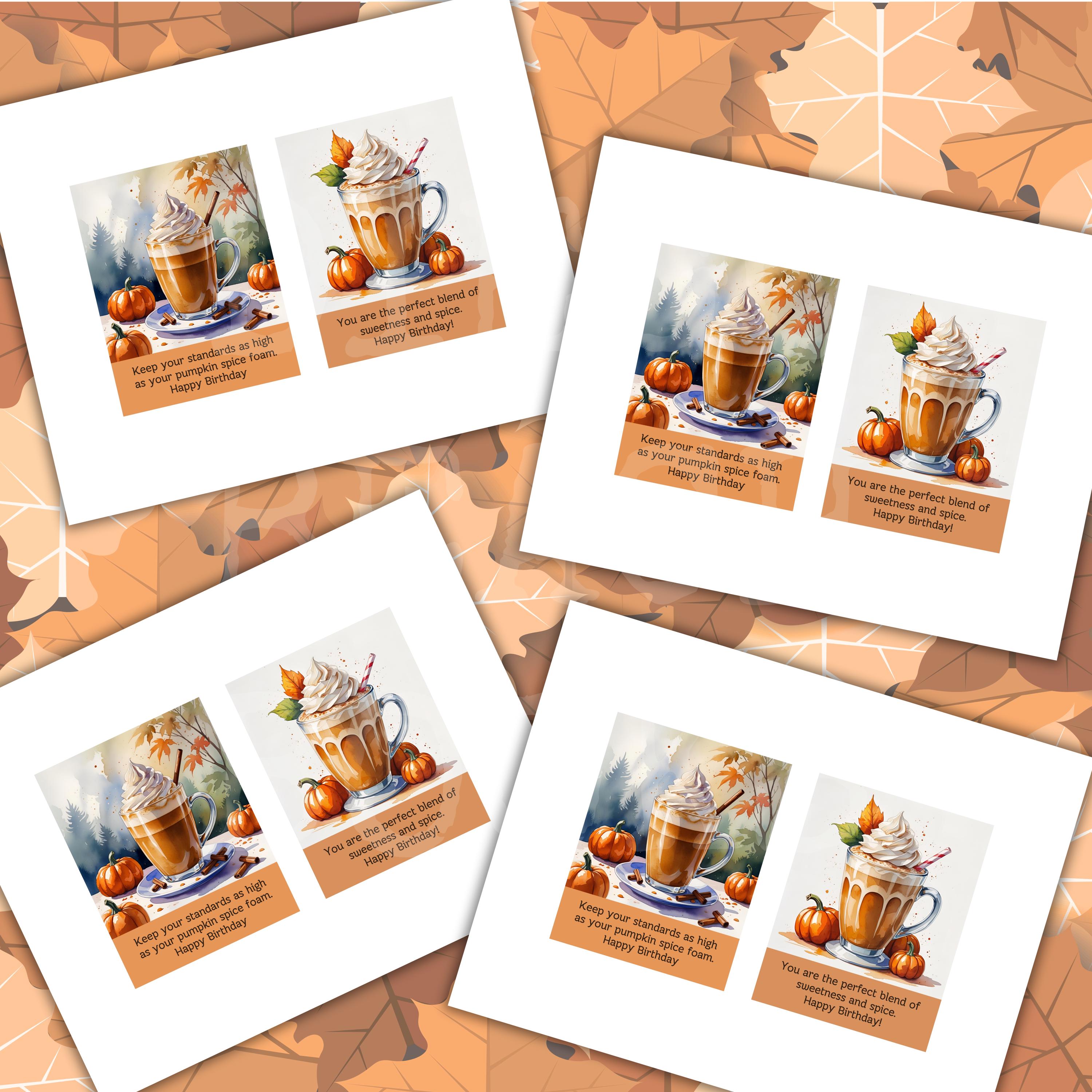 Pumpkin Spice Printable Birthday Card Fronts A2 Cardmaking Printables ...
