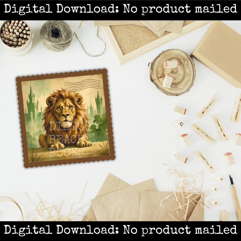 Wizard of Oz Printable Faux Stamp Stickers Junk Journal Kit Scrapbook ...