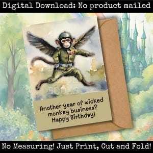 Flying Monkey Birthday Card Printable Wizard of Oz Card - Etsy