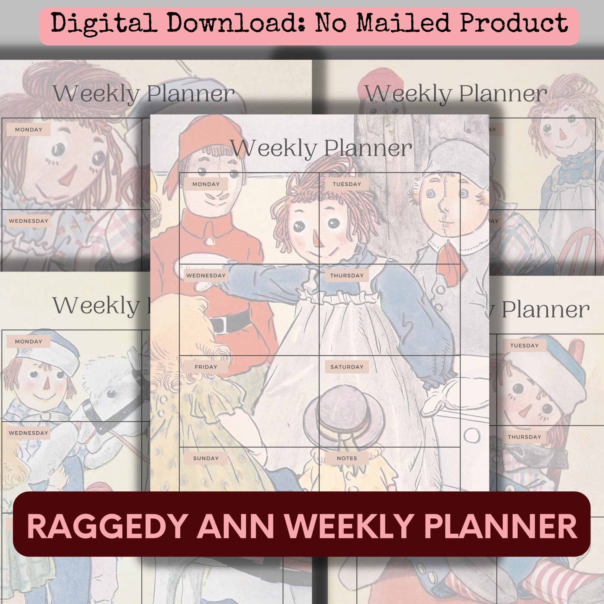 Vintage Raggedy Ann Printable Planner Pages Scrapbook Ephemera Kit - Etsy