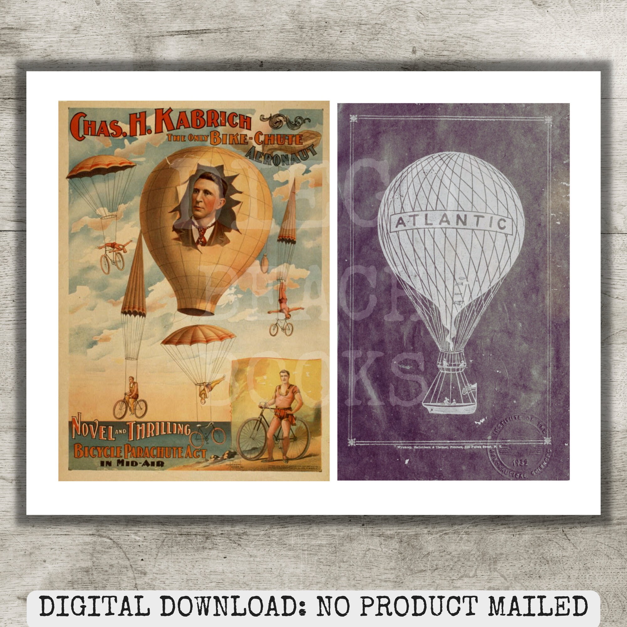 Vintage Hot Air Balloon Printable Image Set Vintage Hot Air Balloon ...