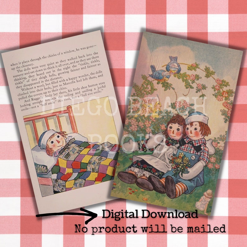 Raggedy Ann Book Pages Vintage Printable Download Set 1 Vintage Raggedy ...