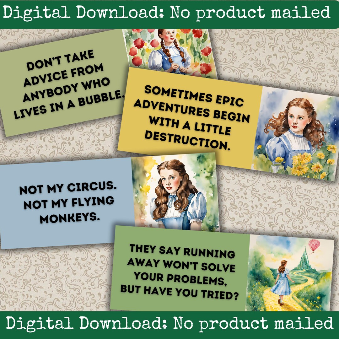 Wizard of Oz Dorothy Bookmark Printable Set Ephemera Printable Gift ...