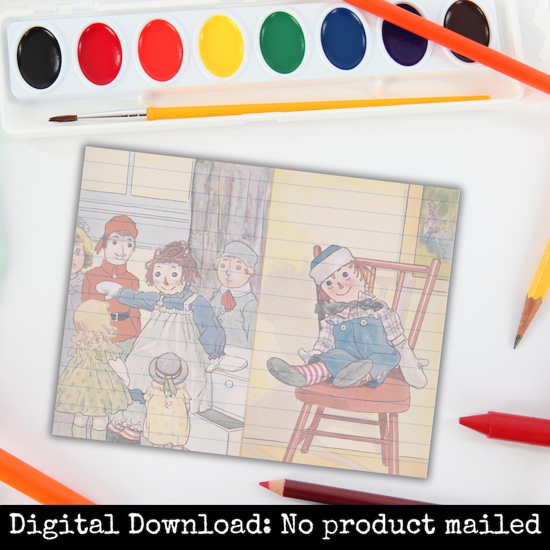Raggedy Ann and Andy Printable Vintage Junk Journal Pages Collage ...