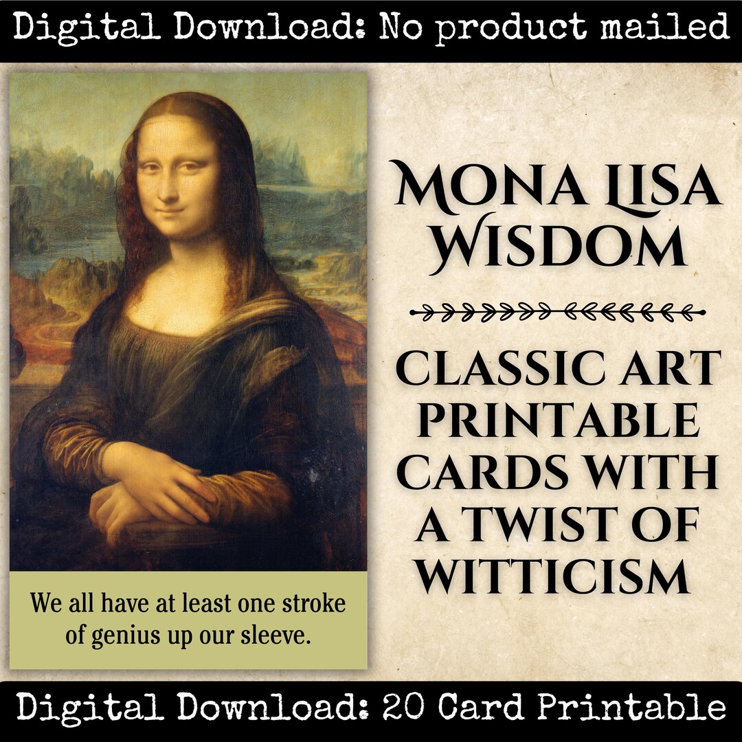 Mona Lisa Wisdom Printable Cards Vintage Junk Journal Ephemera ...