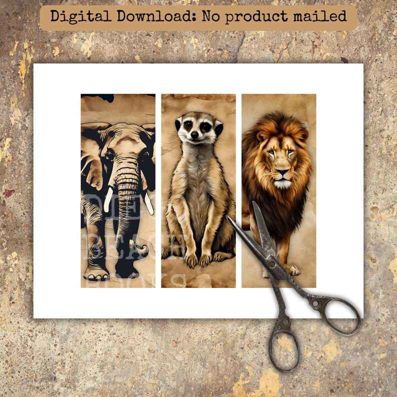 Safari Animal Bookmark Printable Set African Safari Ephemera Printable ...