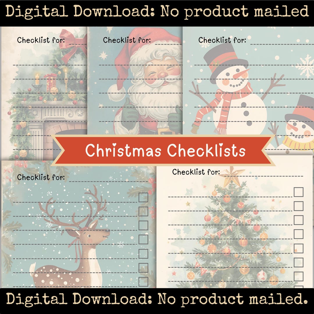 Vintage Christmas Printable Checklists Festive Planner Pages & Holiday ...