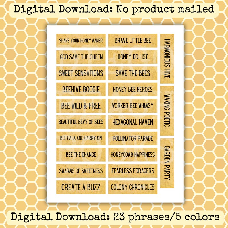 Bee Word Pack Printable Bee Phrases Garden Embellishments - Etsy