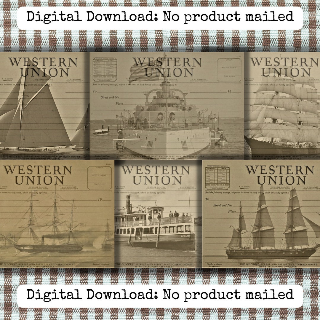 Boat Ship Western Union Telegram Printable Set Vintage - Etsy