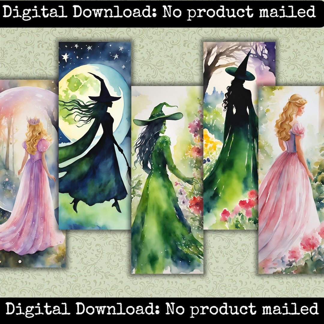 Wicked Bookmark Printable Set 2 Ephemera Gift Tags Party Supplies ...