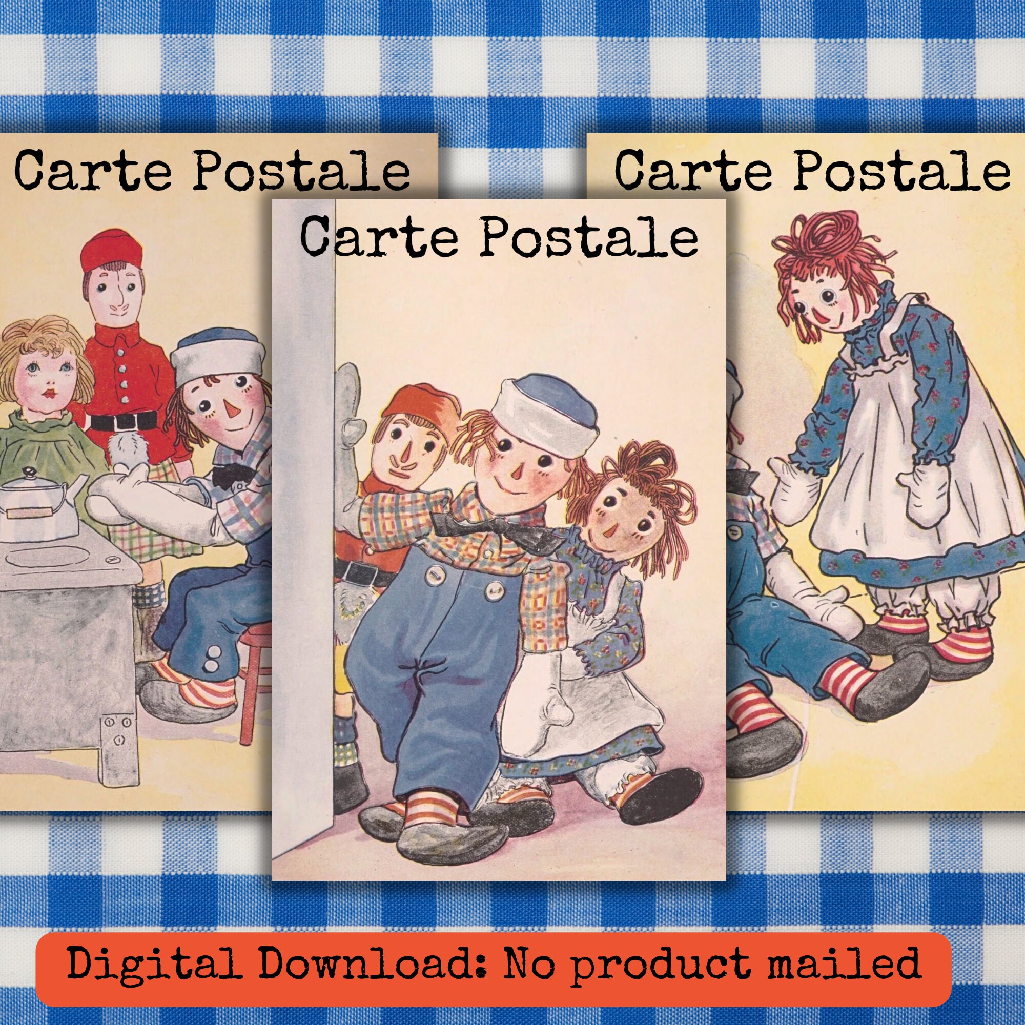 Raggedy Ann Vintage Theme Printable Post Card Set, Vintage Raggedy Ann ...