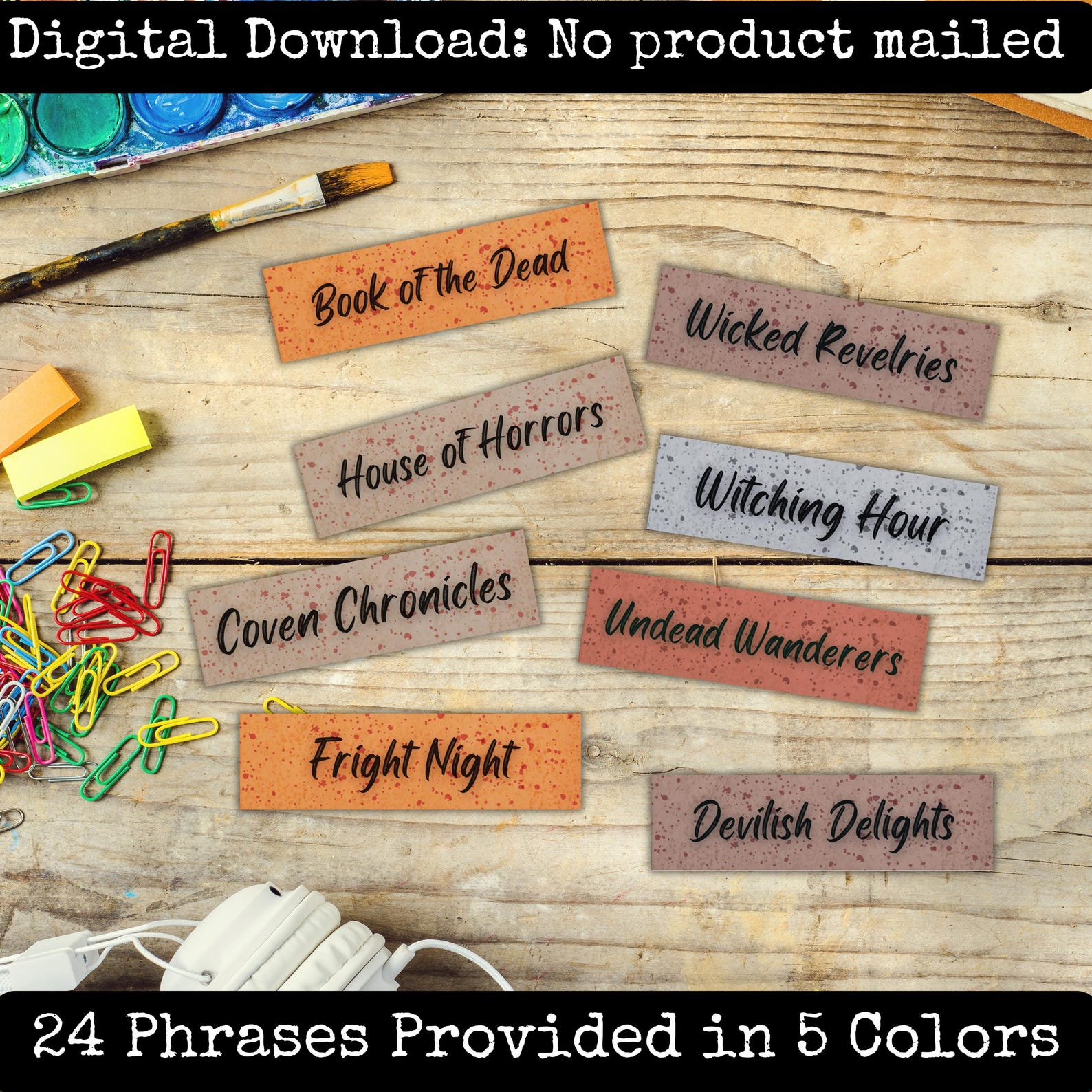 Spooky Words Printable Ephemera Pack Halloween Word Labels - Etsy
