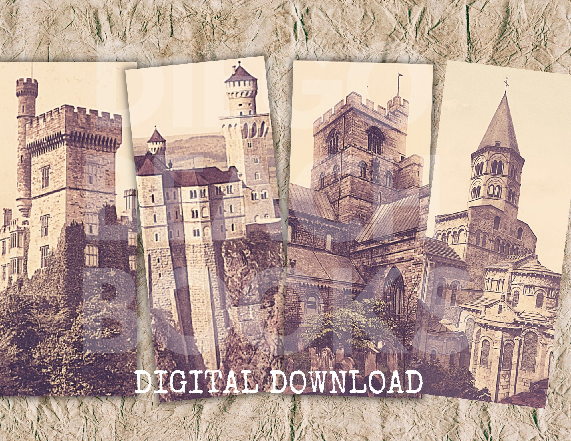 Castles and Cathedrals Vintage Bookmarks Digital Download Set - Etsy