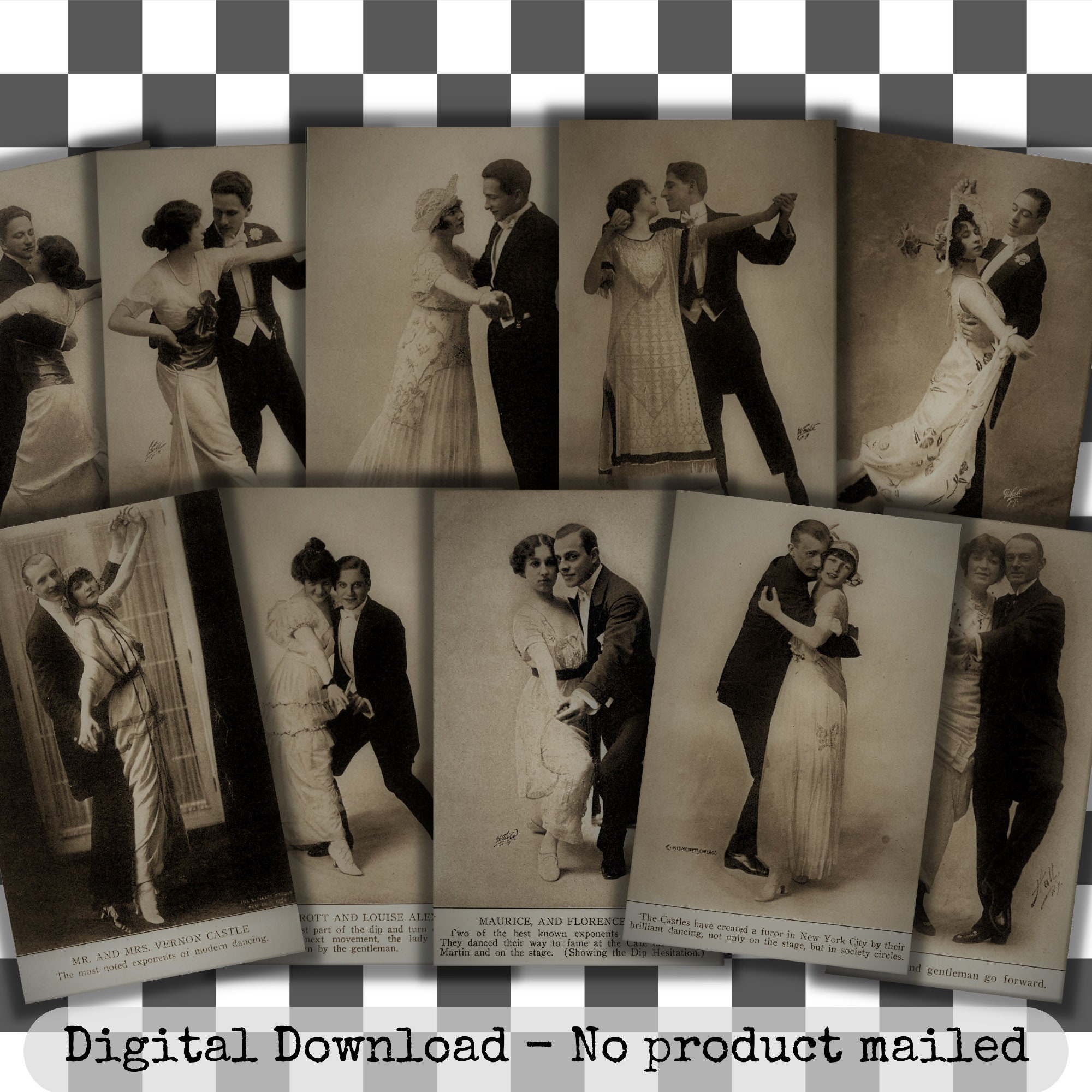Couples Dance Images 10 Piece Printable Set, Vintage Romantic Ephemera ...