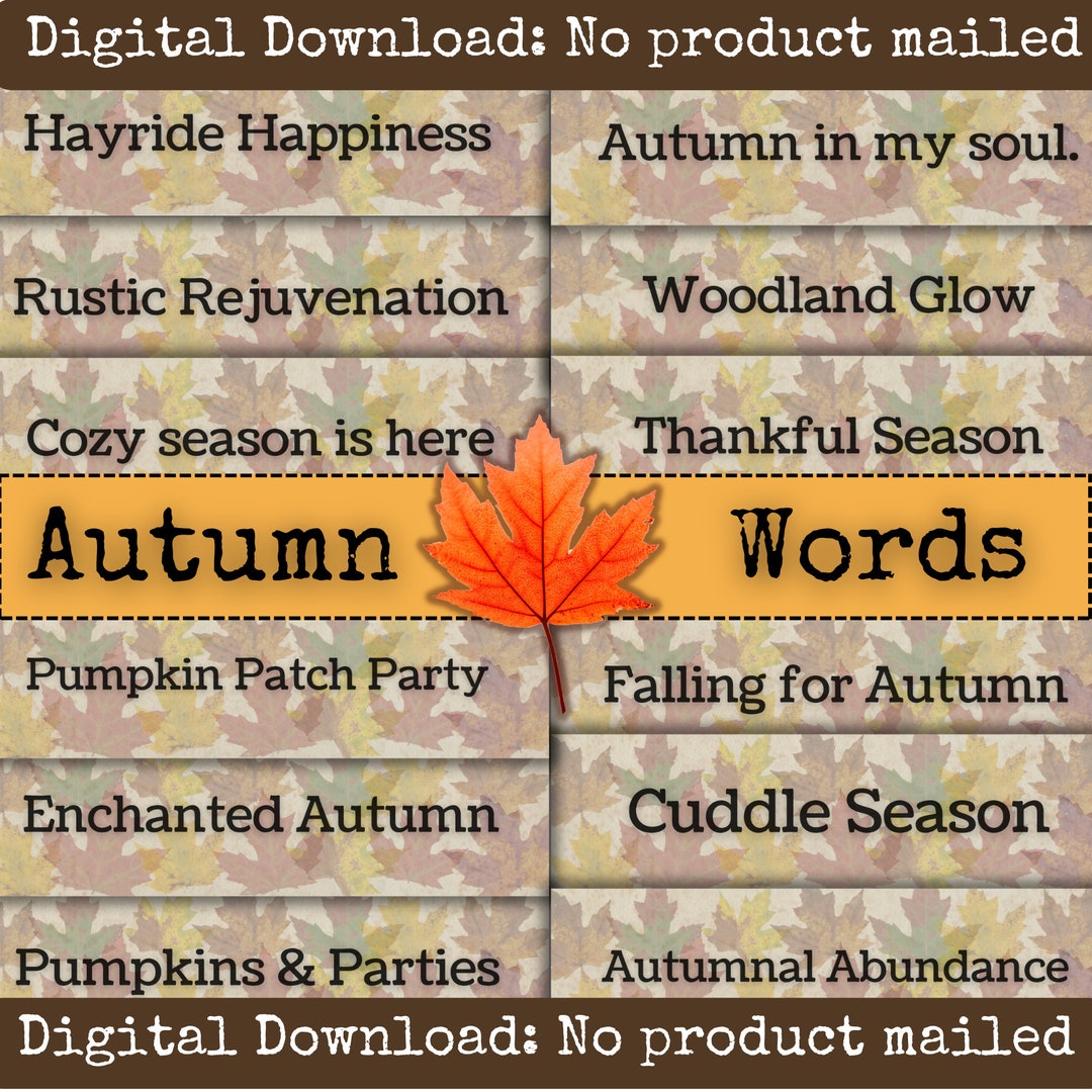 Printable Autumn Phrases 24 Piece Set 1, Word Embellishments for Junk ...