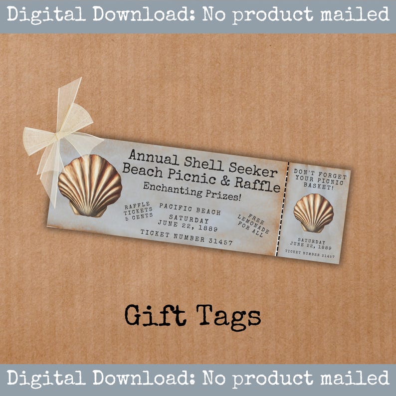 Printable Nautical Junk Journal Cards Raffle Ticket Ephemera Ocean ...