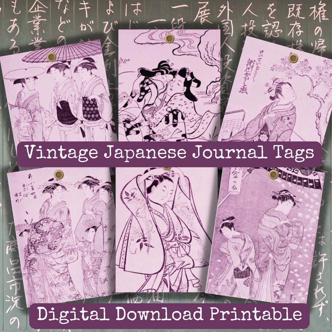 Vintage Japanese Journaling Tags Digital Download Set Japanese - Etsy