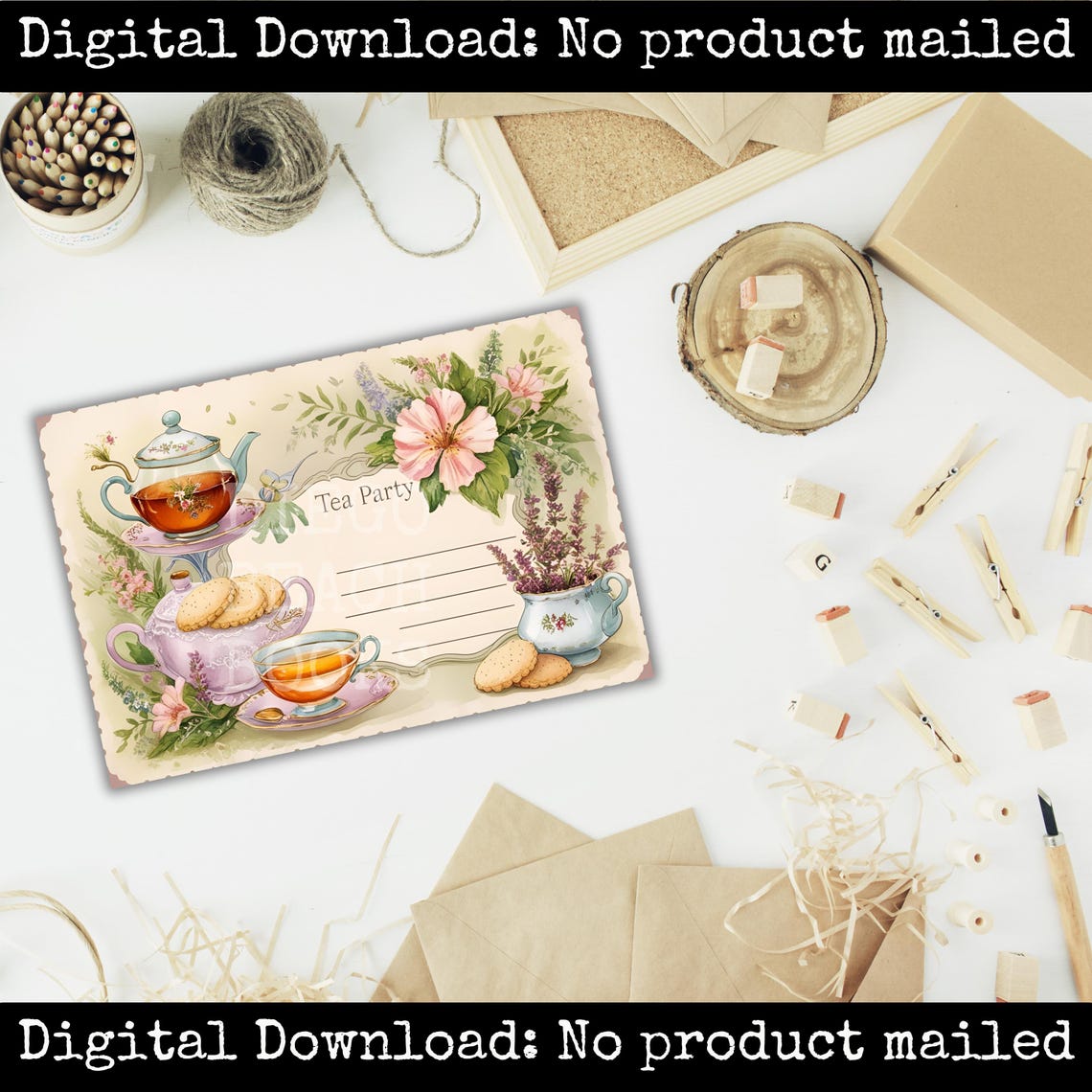 Tea Party Postcards Printable Scrapbook Cards Junk Journal Ephemera ...