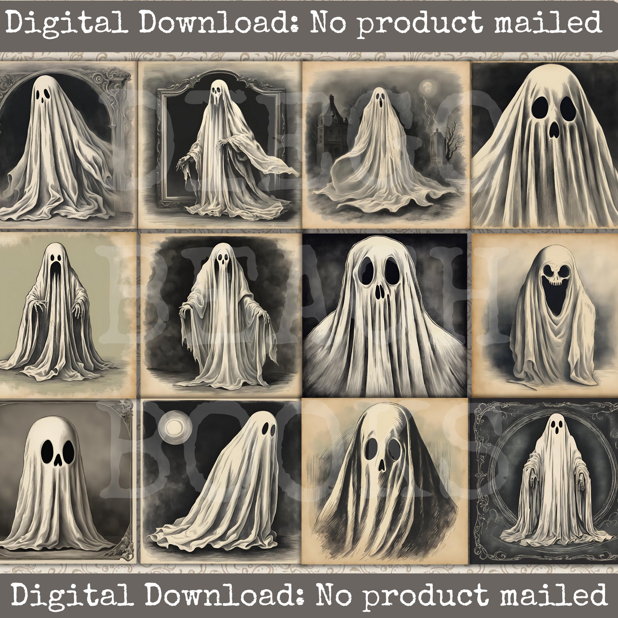 Spooky Ghost Journal Card Printable Vintage Theme Ghost Journal ...