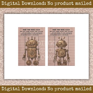 Steampunk Robot Library Cards Printable Scrapbooking Ephemera - Etsy