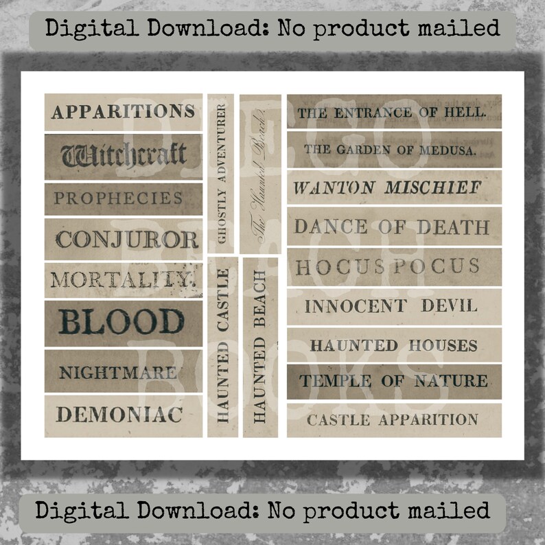 Dark Academia Word Pack 1 Vintage Printable, Embellishments for Junk ...