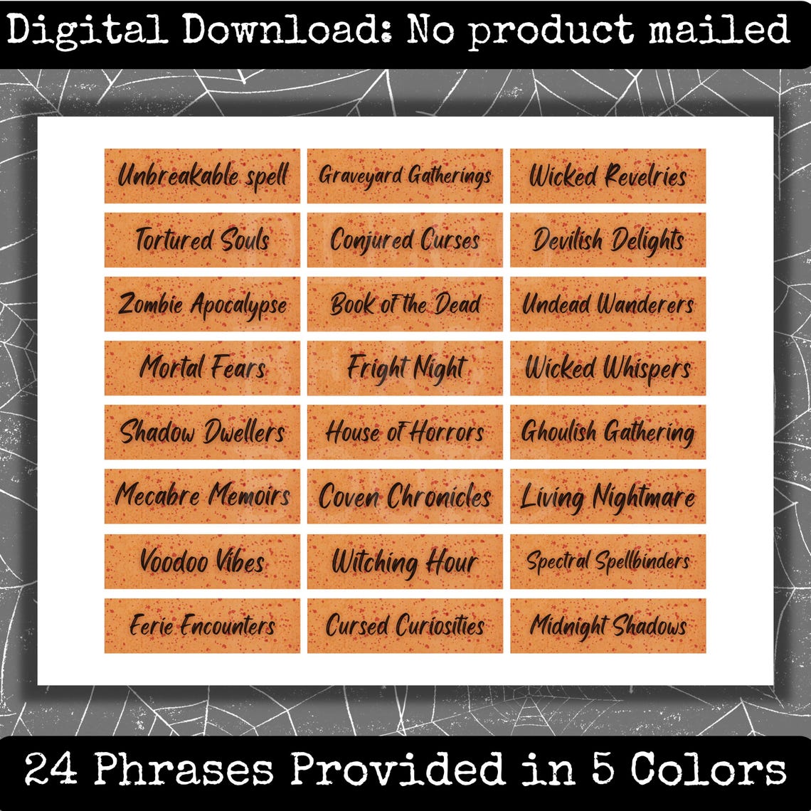Spooky Words Printable Ephemera Pack Halloween Word Labels - Etsy