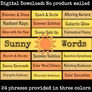 Sunny Word Pack Printable Sunshine Phrases for Junk Journals - Etsy
