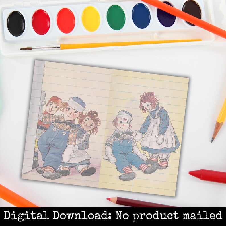 Raggedy Ann and Andy Printable Vintage Junk Journal Pages Collage ...